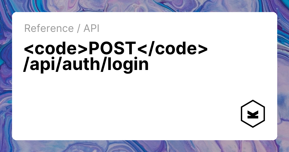 POST /api/auth/login | Kirby CMS