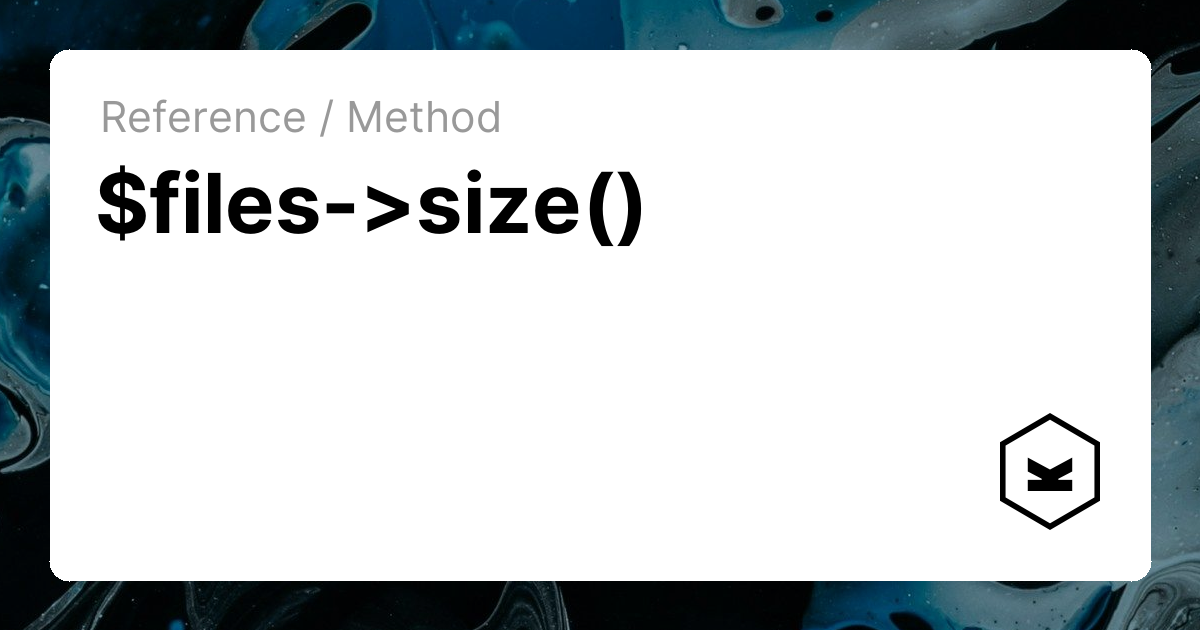 $files->size() | Kirby CMS