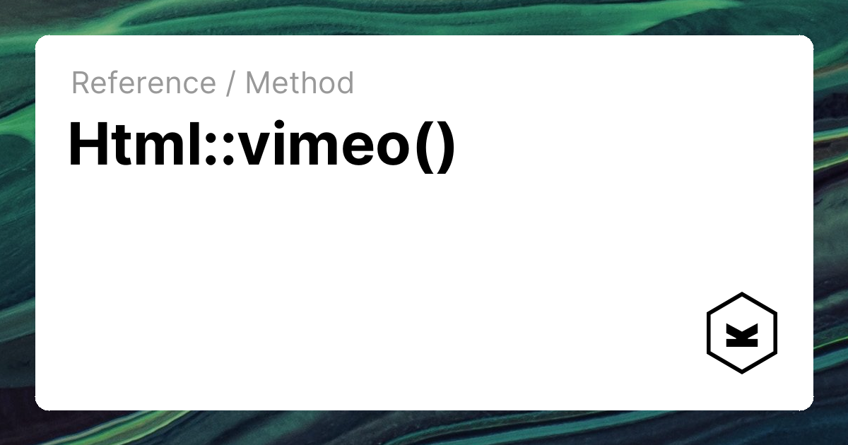 Html::vimeo() | Kirby CMS